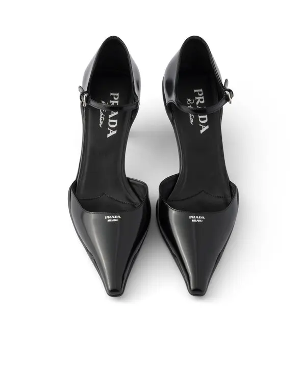 Prada Brushed Leather D'orsay Pumps