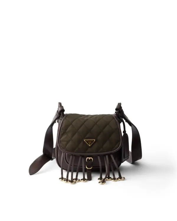 Prada Corsaire Re-nylon And Leather Mini Shoulder Bag - Forest/dark Brown