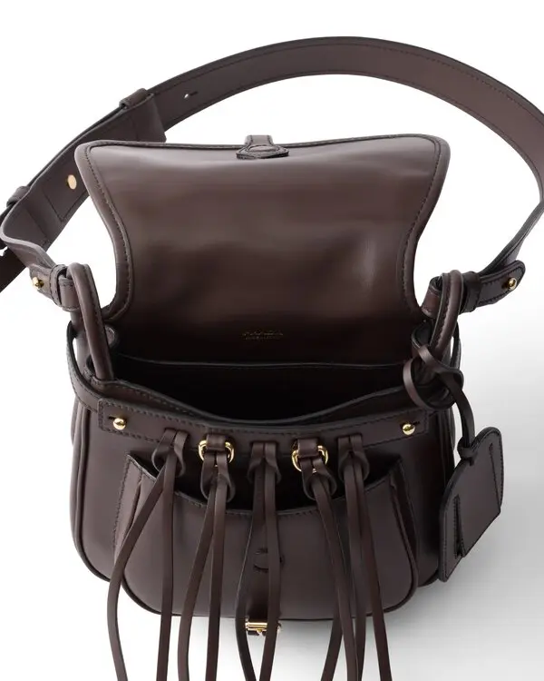 Prada Re-nylon And Leather Mini Shoulder Bag - Forest/dark Brown