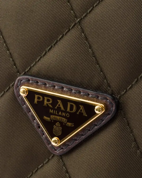 Prada Re-nylon And Leather Mini Shoulder Bag - Forest/dark Brown