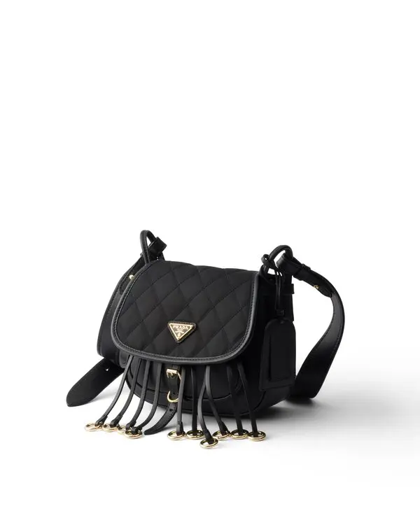 Prada Quilted Re-nylon And Leather Mini Shoulder Bag - Black