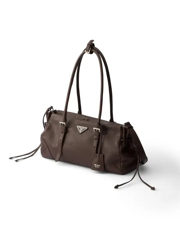 Prada Bonnie Medium Antiqued Leather Tote Bag - Cocoa