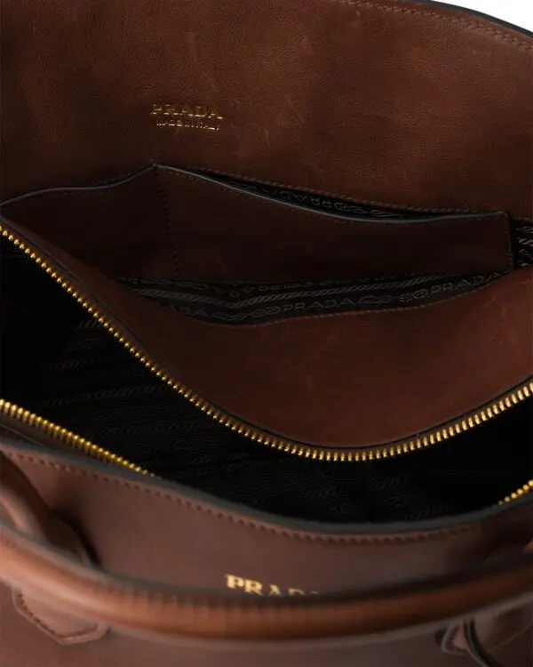 Prada Signet Large Leather Tote Bag
