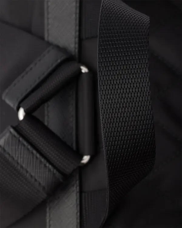 Prada Medium Quilted Re-nylon Backpack With Saffiano Leather Trim - Black