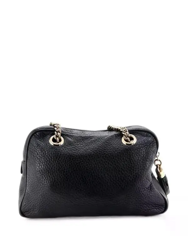 Gucci Soho Chain Zip Leather Shoulder Bag - Black