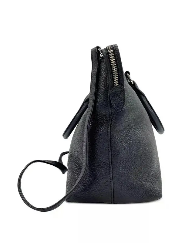 Prada Logo Plaque Grained Leather Handbag - Black