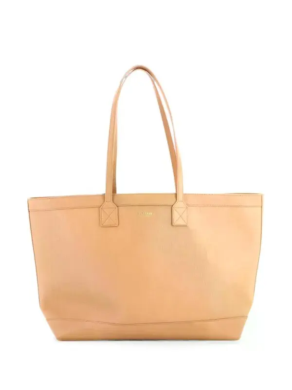 Burberry Shopping Leather With Check Canvas Interior Medium Tote Bag - Neutrals