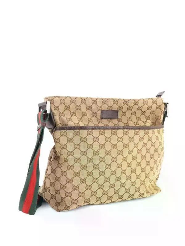 Gucci Front Pocket Web Messenger Gg Canvas Medium Crossbody Bag - Brown