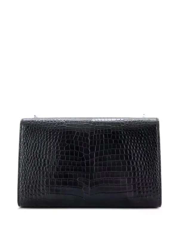 Saint Laurent Monogram Tassel Crocodile Embossed Leather Crossbody Bag