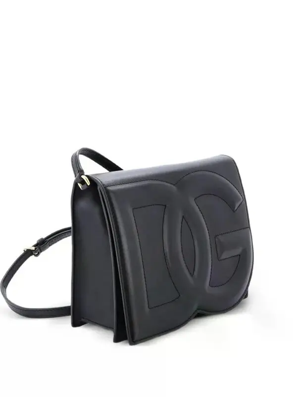 Dolce & Gabbana Dg Logo Flap Shoulder Bag Leather Small Crossbody Bag - Black