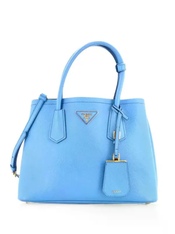 Prada Cuir Double Saffiano Leather Small Tote Bag - Blue