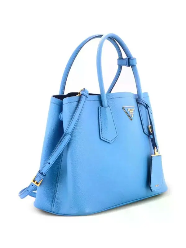 Prada Saffiano Leather Small Tote Bag - Blue