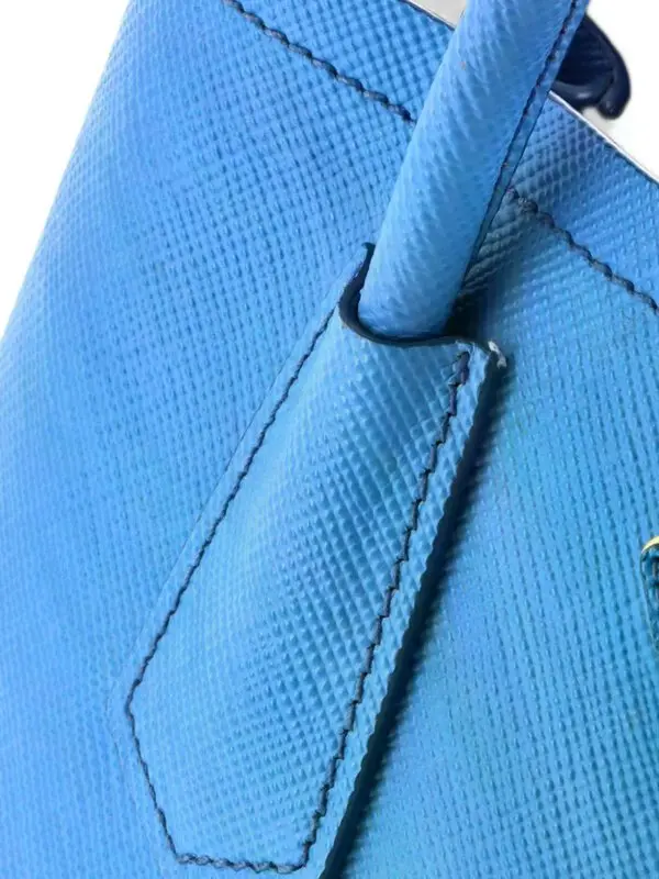 Prada Saffiano Leather Small Tote Bag - Blue