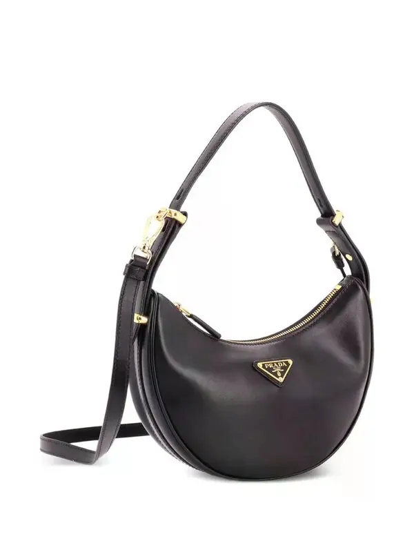 Prada Arqué Half Moon Leather Small Hobo Bag - Black