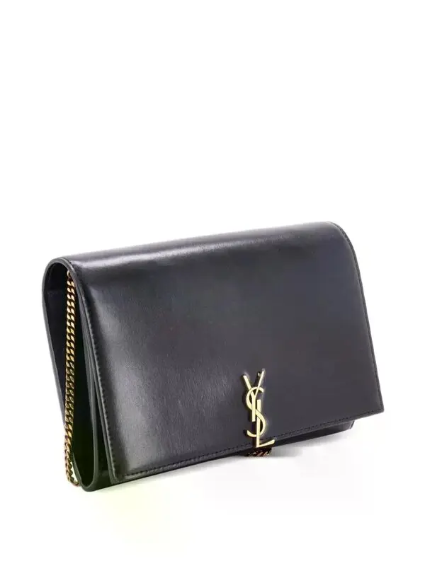 Saint Laurent Classic Monogram Flap Chain Wallet Leather Clutch Bag - Black