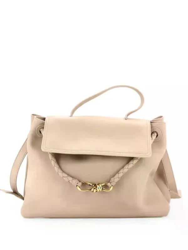 Bottega Veneta Ciao Ciao Top Handle Bag Leather With Intrecciato Detail Medium Satchel - Neutrals