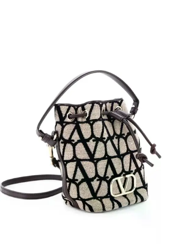 Valentino Garavani Vlogo Signature Toile Iconograph Fabric Mini Bucket Bag - Brown