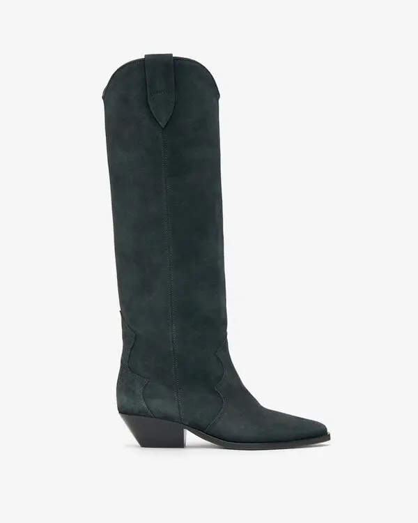 Isabel Marant Étoile Denvee Suede Calfskin Western Boots - Black