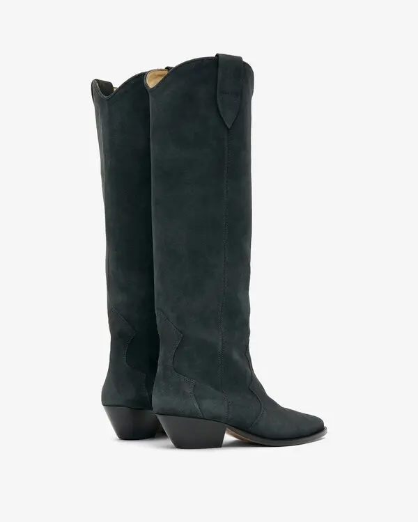 Isabel Marant Étoile Denvee Suede Calfskin Western Boots - Black