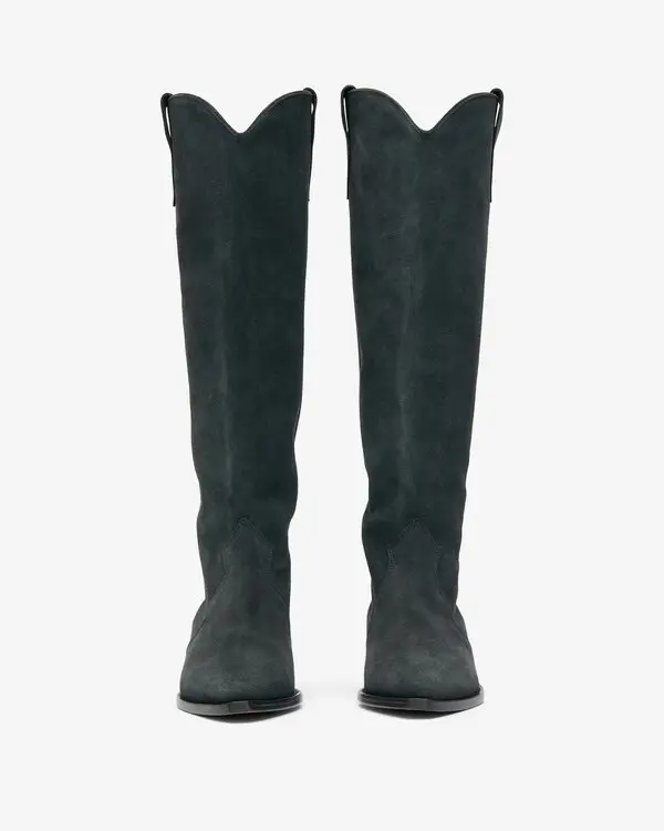 Isabel Marant Étoile Denvee Suede Calfskin Western Boots - Black