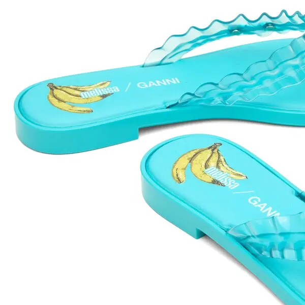 Melissa X Ganni Leopard Flip Flop Slim - Blue