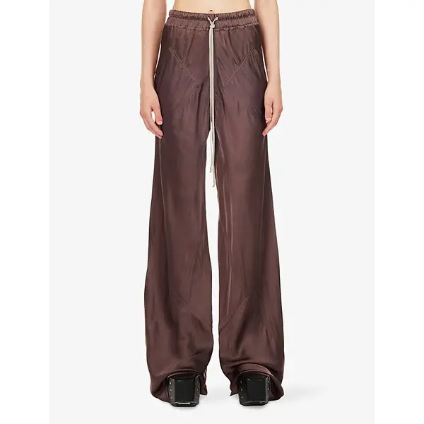 Rick Owens Drawstring-waist Patch-pocket Satin Trousers
