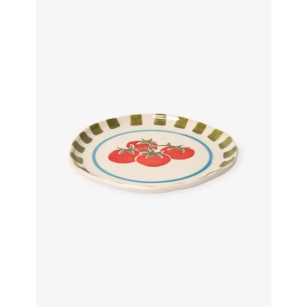 DAMSON MADDER Harlequin Tomato Ceramic Plates Set Of Two