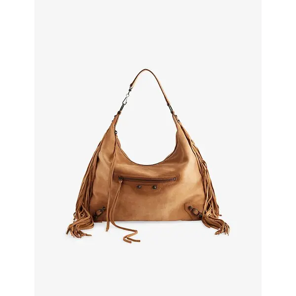 Balenciaga Le City Hobo Medium Suede Shoulder Bag - Camel