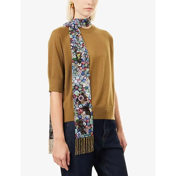 Dries Van Noten Fani Embellished Woven Scarf