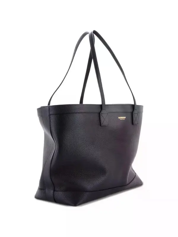 Burberry Leather Tote Bag With Check Canvas Interior