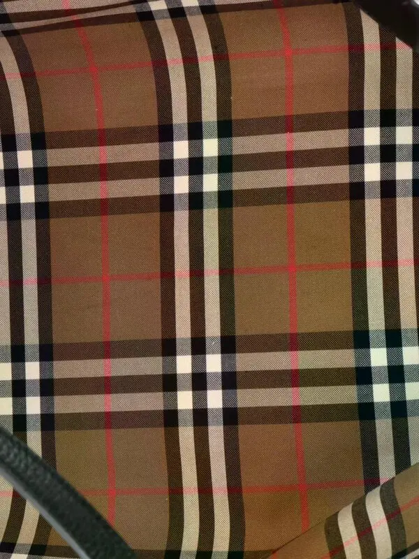 Burberry Leather Tote Bag With Check Canvas Interior