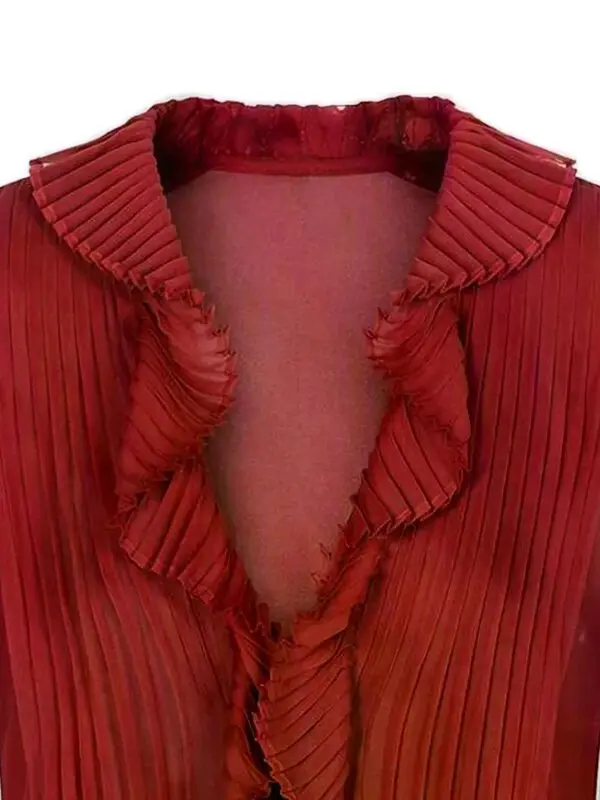 Alberta Ferretti Pleated Silk Blouse With Ruffled Detailing