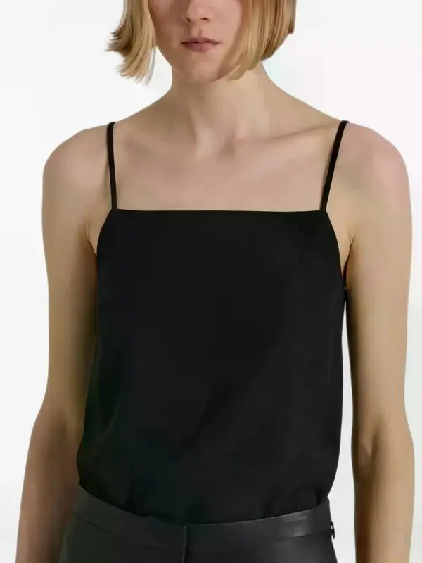 Alberta Ferretti Spaghetti Strap Square Neck Blouse - Black