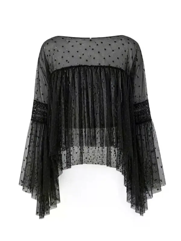 Alberta Ferretti Embroidered Sheer Blouse