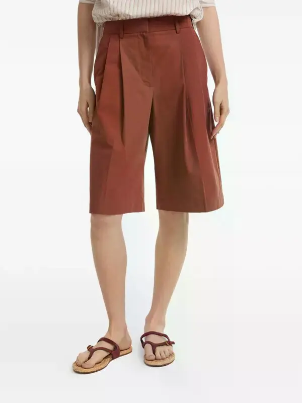 YVES SALOMON Pleated Cotton Bermuda Shorts