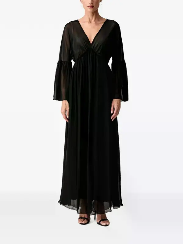 HAVEONE Sheer-panel Bell-sleeve Maxi Dress