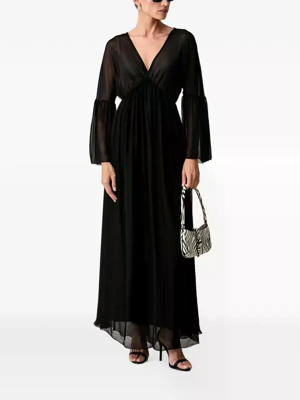HAVEONE Sheer-panel Bell-sleeve Maxi Dress