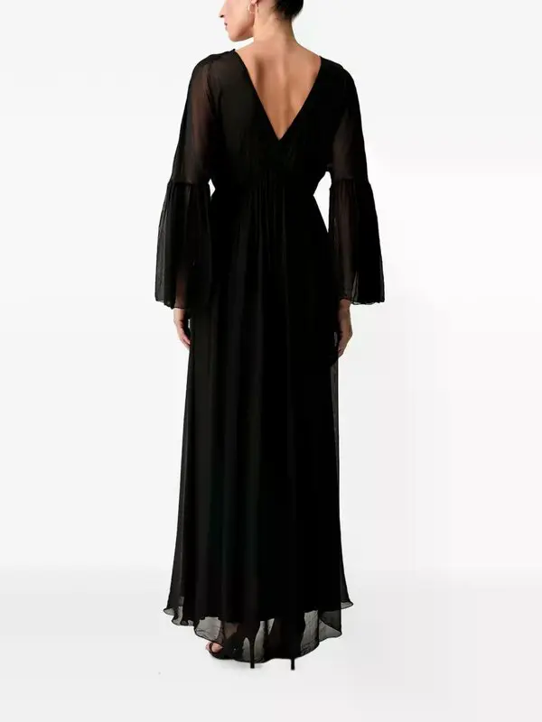 HAVEONE Sheer-panel Bell-sleeve Maxi Dress