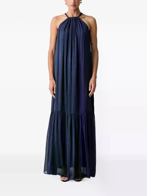 HAVEONE Halterneck Tiered Maxi Dress - Blue
