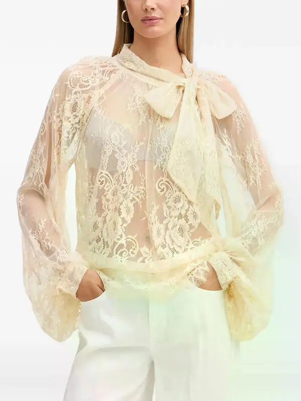 VICOLO Bow-detail Floral-lace Blouse