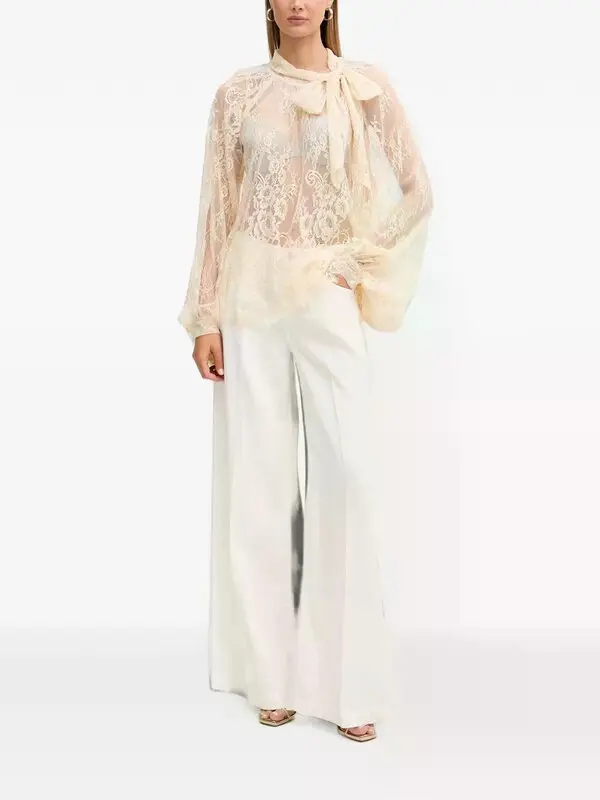 VICOLO Bow-detail Floral-lace Blouse