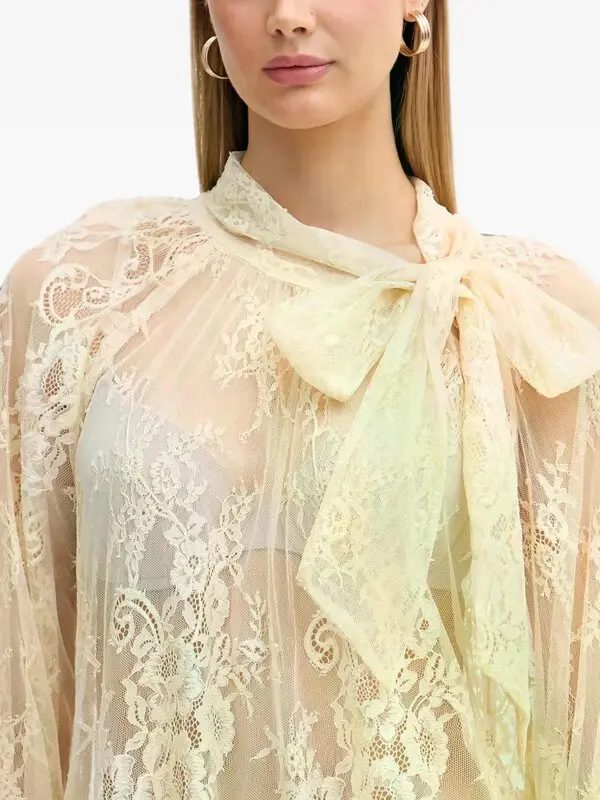 VICOLO Bow-detail Floral-lace Blouse
