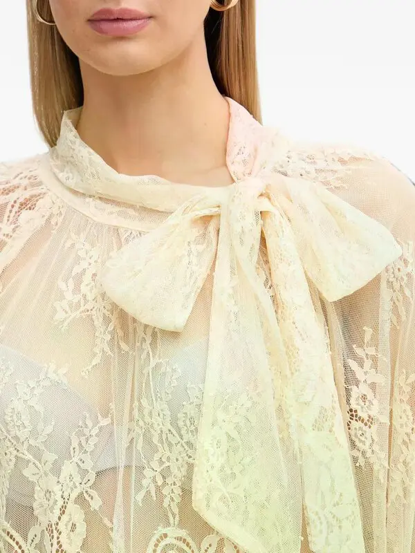 VICOLO Bow-detail Floral-lace Blouse