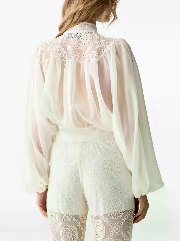 HAVEONE Broderie-anglaise Balloon-sleeve Blouse