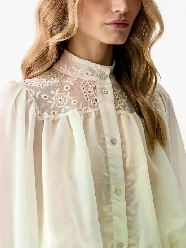 HAVEONE Broderie-anglaise Balloon-sleeve Blouse