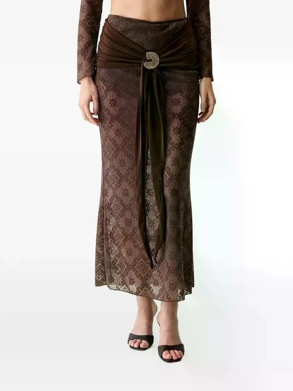 HAVEONE Patterned Buckled Maxi Skirt
