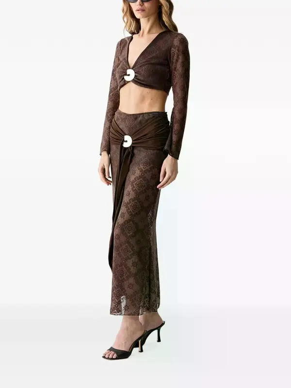 HAVEONE Patterned Buckled Maxi Skirt