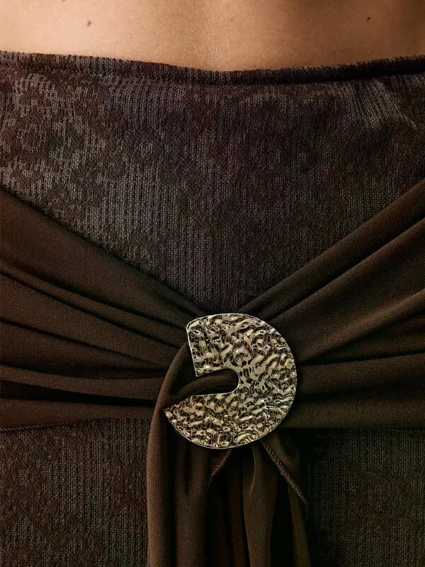 HAVEONE Patterned Buckled Maxi Skirt