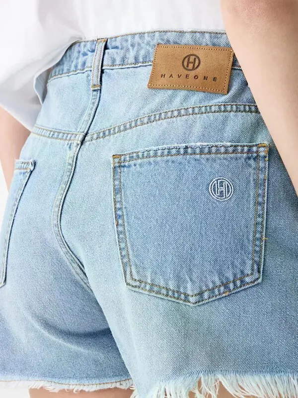 HAVEONE Distressed Frayed Mini Shorts