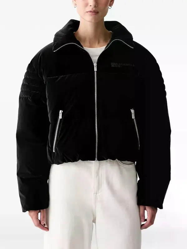 Karl Lagerfeld Velvet-effect Puffer Jacket - Black